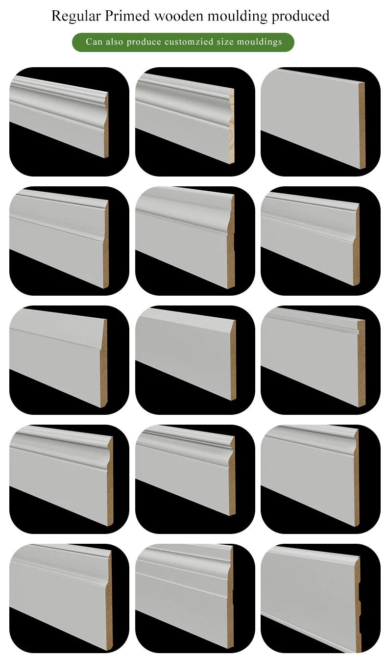 Modern White Primed Mdf Baseboard Solid Wood Baseboard Moulding For ...