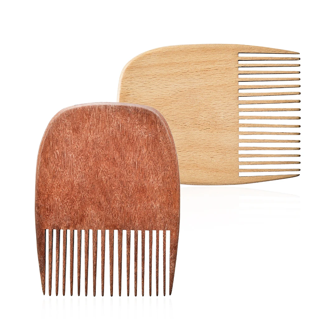 Handmade Natural Wood Wide Tooth Afro Pick Hair Comb Beard Pick Comb ...