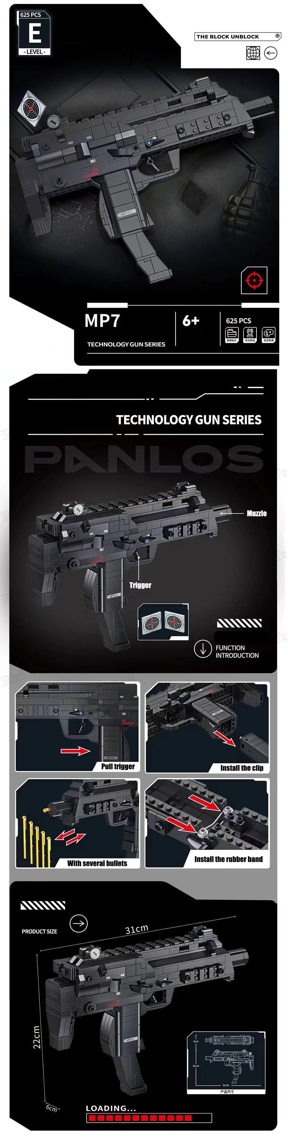 Panlos Military M500 Revolver Pistol Kits - Toy Building Blocks