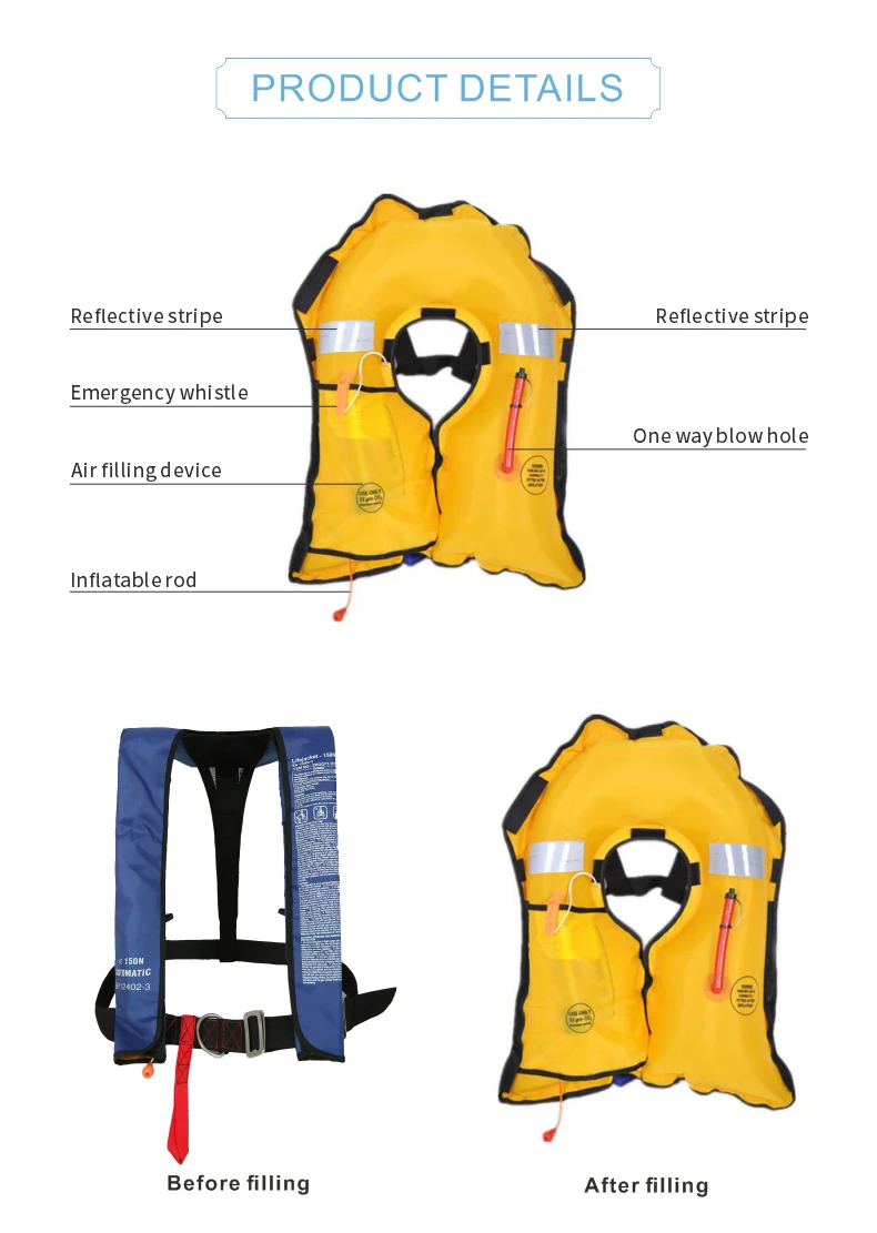 Solas Marine Buoyancy Life Vest 150N Automatic Manual Inflatable Life ...
