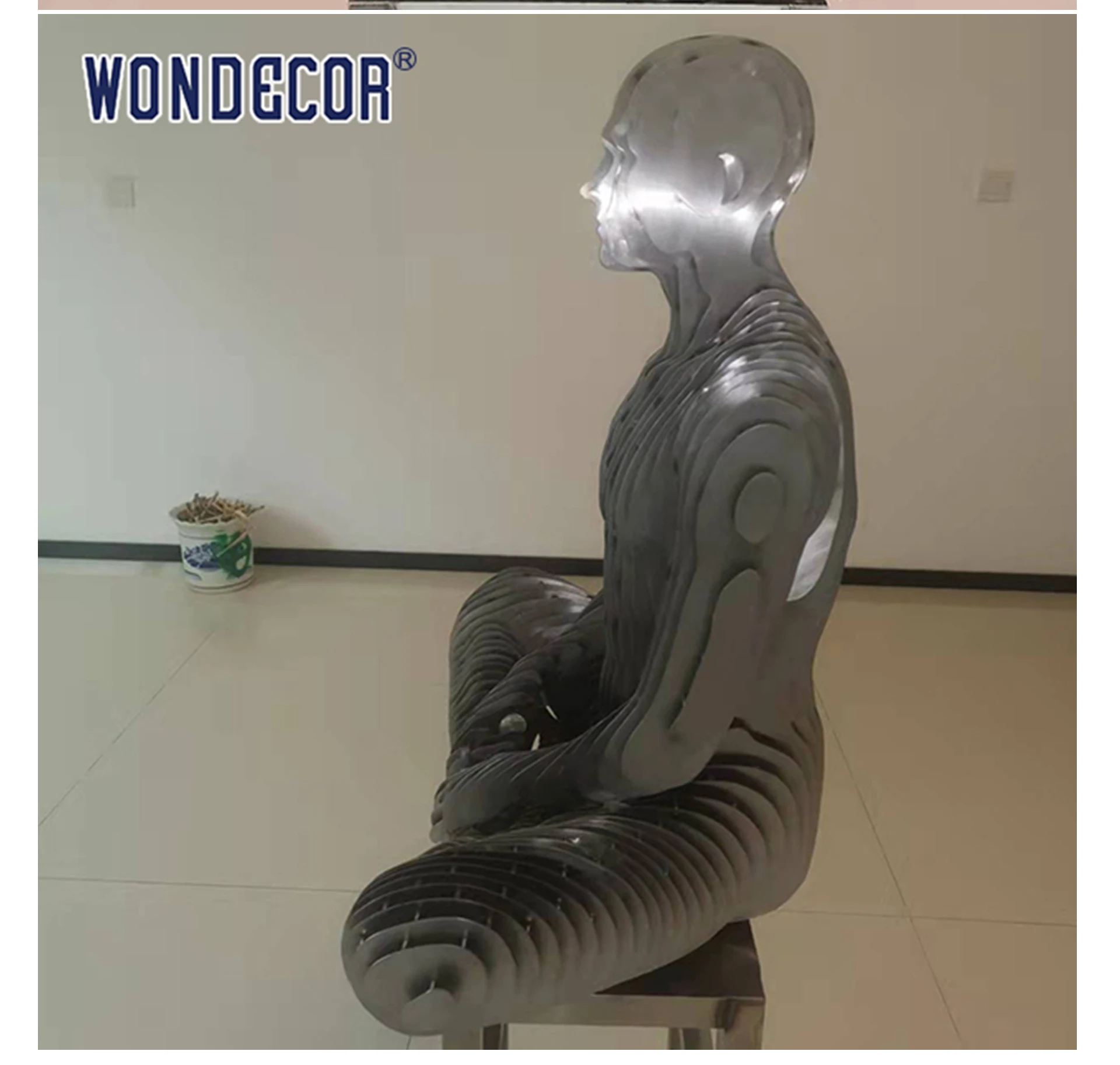 WONDECOR Large Stainless Steel Abstract Woman Sculpture - Modern Metal Garden Art for Outdoor ...
