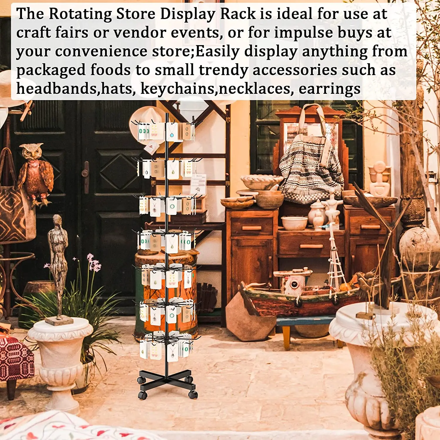 Movable Shop Floor Spinner Display Rack - Jewelry & Socks