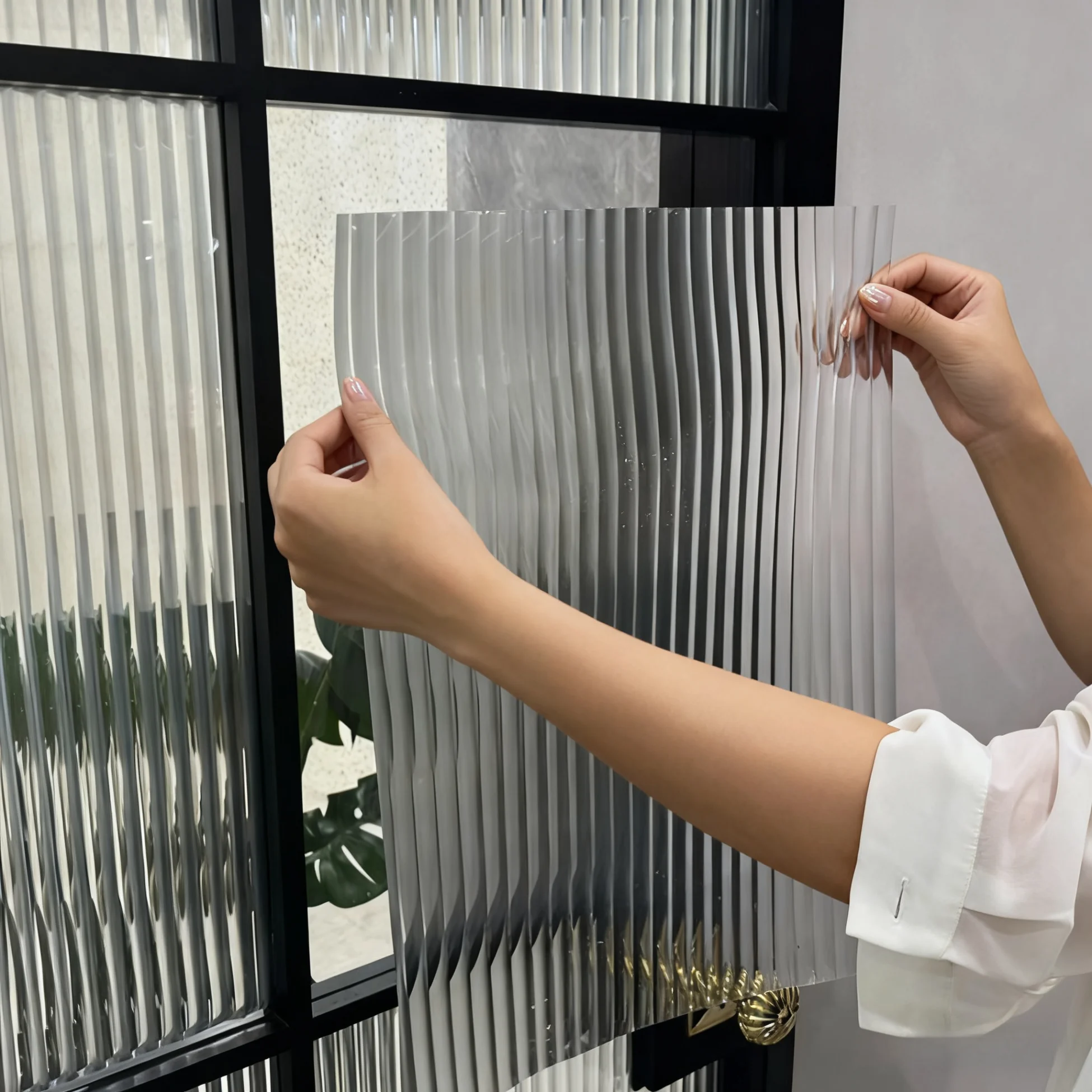 Self Adhesive Modern Decorative PVC/PET Reeded Glass Privacy Film ...