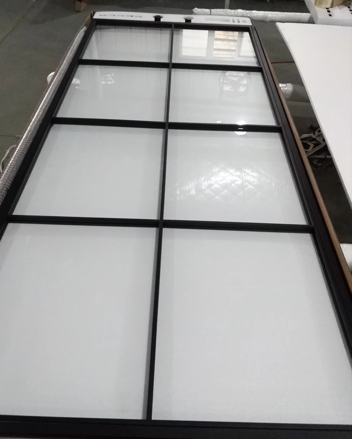 French Loft Style Black Metal Frame Clear Tempered Sliding Glass ...