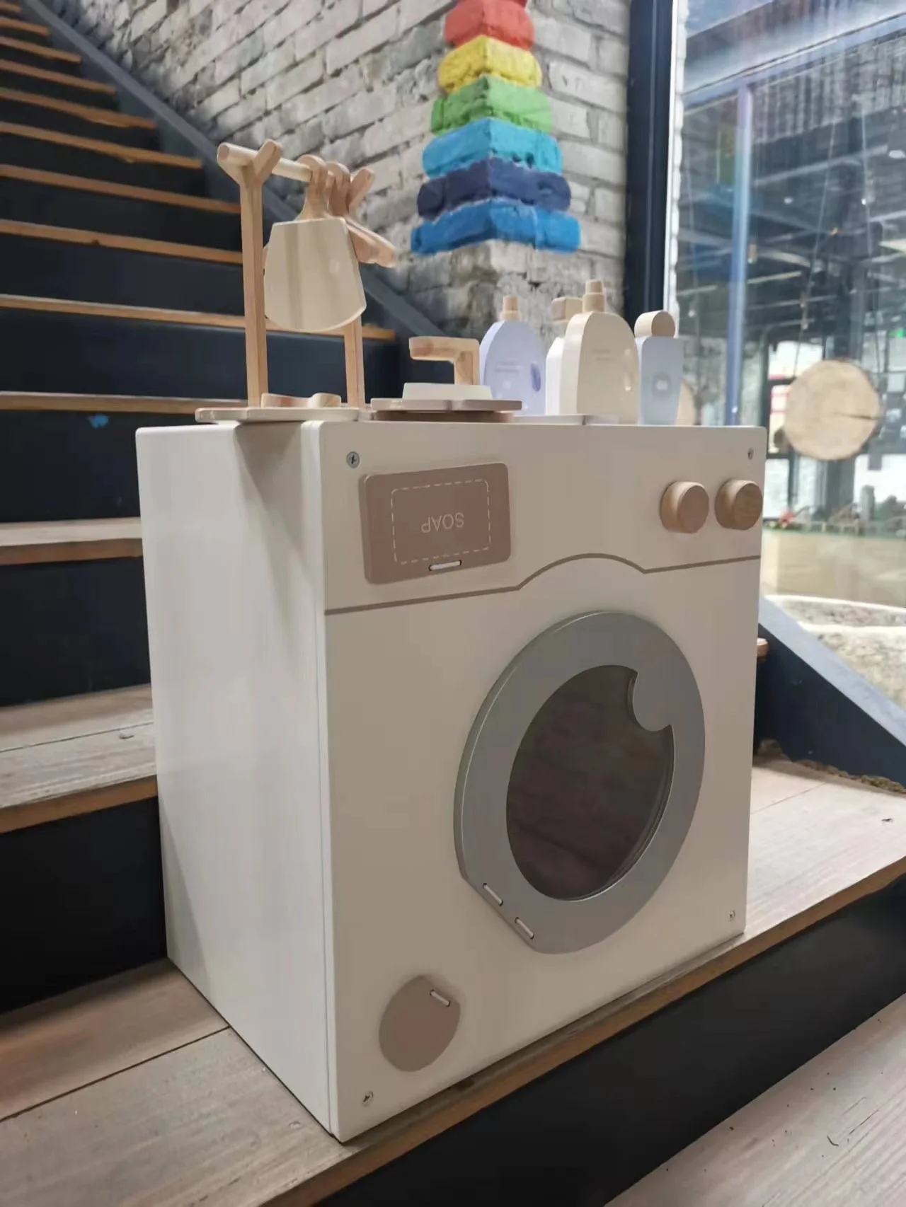 Kids Washer Role Play Game Montessori Toy Children Simulation Wooden ...