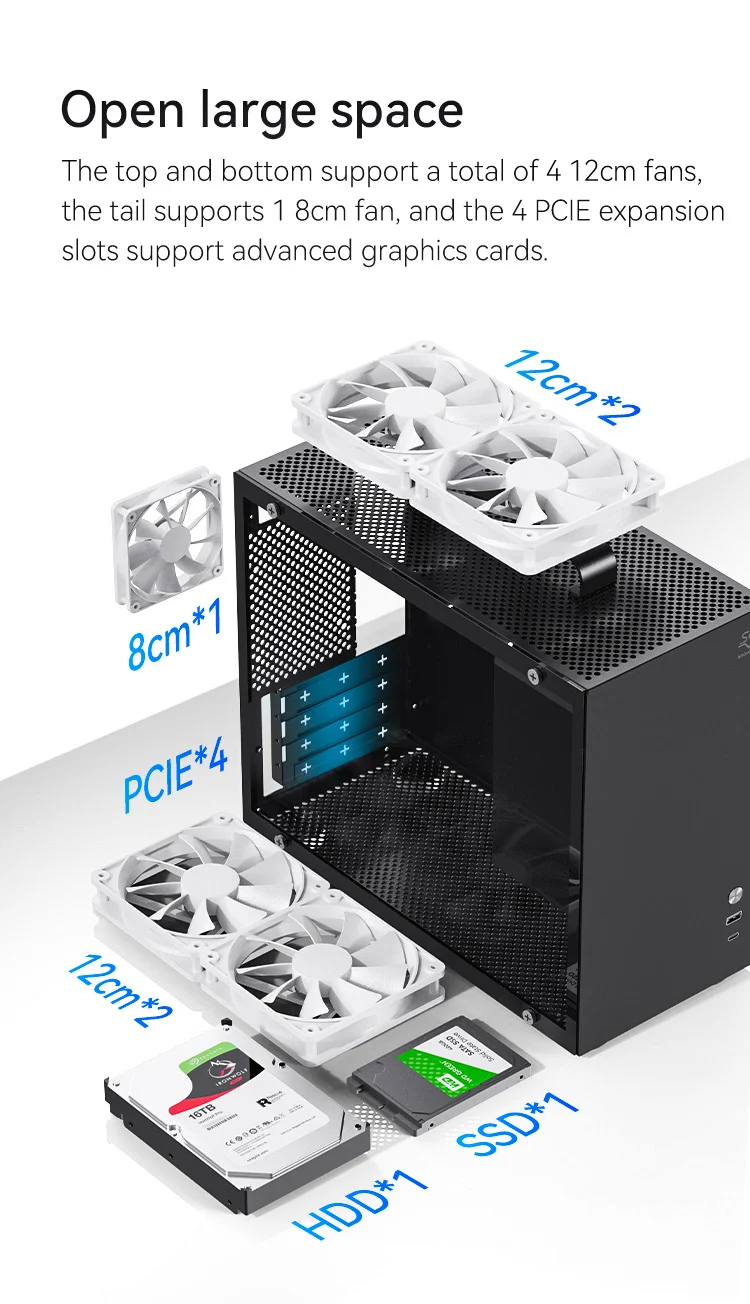 SNOWMAN Mini-Itx Gaming Case - Tempered Glass & Steel