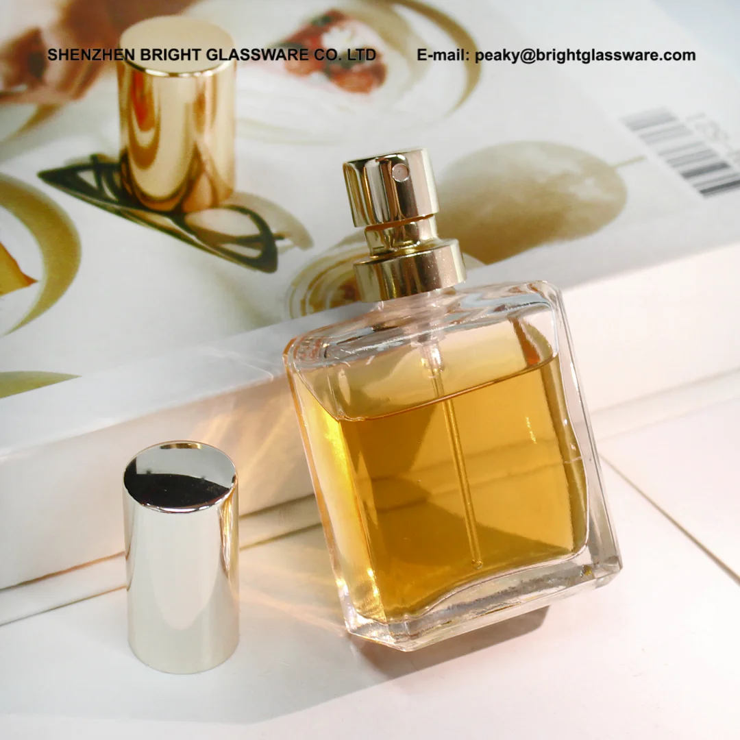 Hot 30ml 40ml 50ml 100ml 120ml Transparent Square Glass Bottle Luxury ...