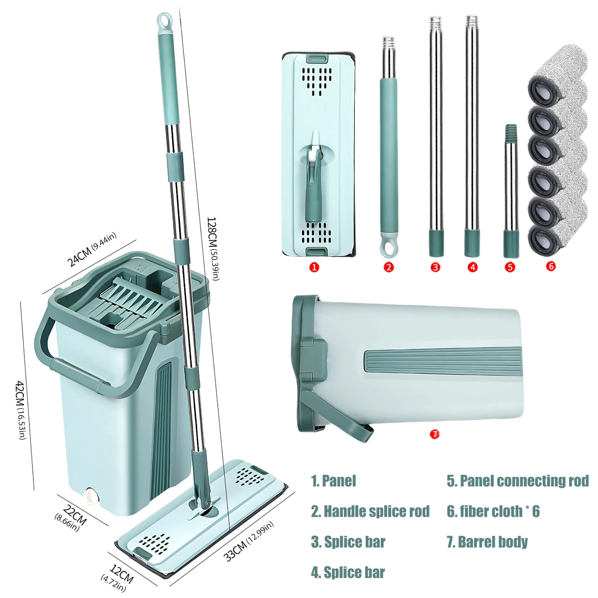 New Easy Squeeze Mop And Bucket Set With 1 Replacement Flat Mop Bucket ...