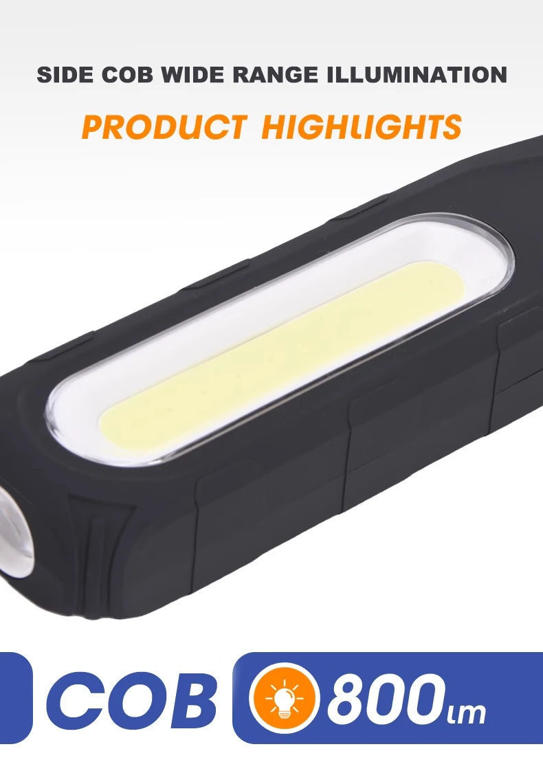 Outdoor Li-Ion Battery Rechargeable Led Work Light 3 in 1 COB Portable ...