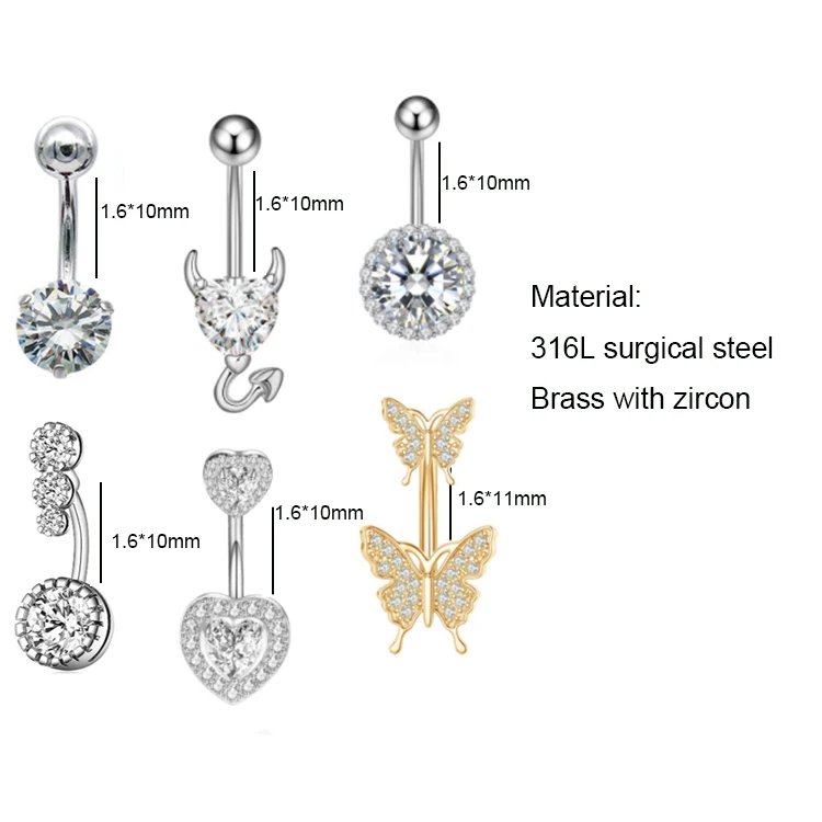 Gaby Hot Sale Silver 316L Surgical Steel Piercing Jewelry Heart ...