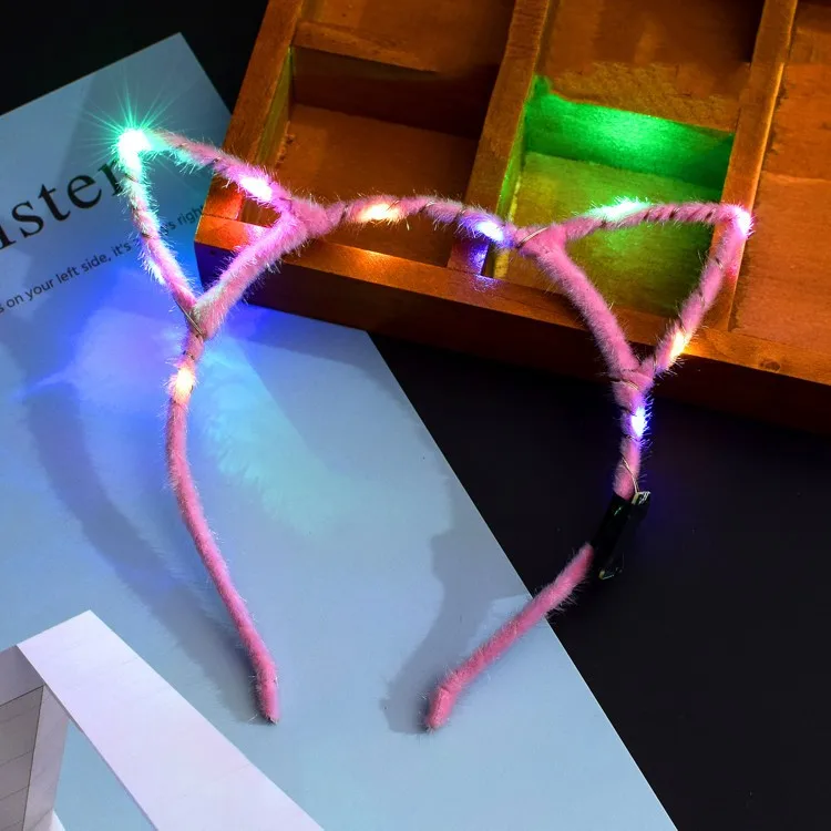 New Glowing Light up Cat Ears Led Color Change Flash Kitten Headband ...