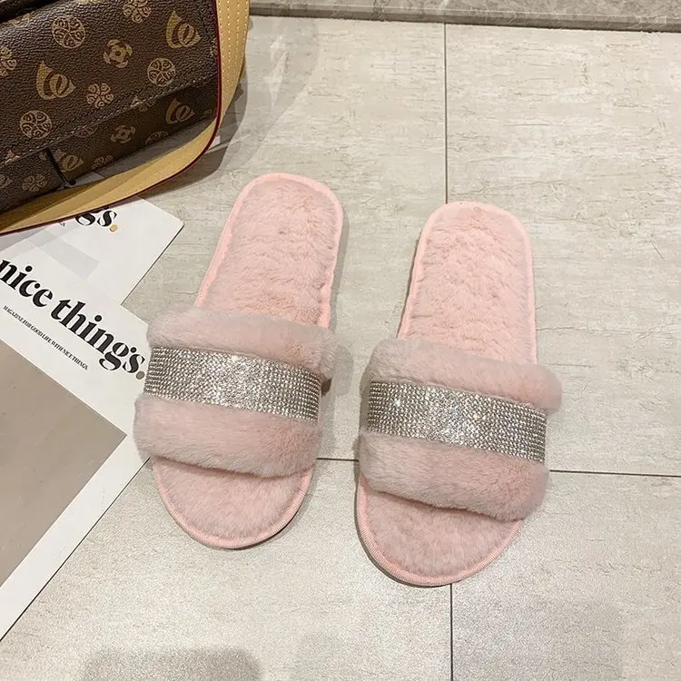 Internet Celebrity Same Style Fluffy Slippers Female New Autumn And ...
