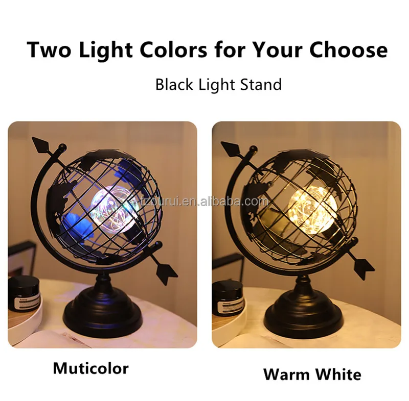 Illuminated Rotating Globe Lamp LED Lighted Desk Globe Earth Metal ...