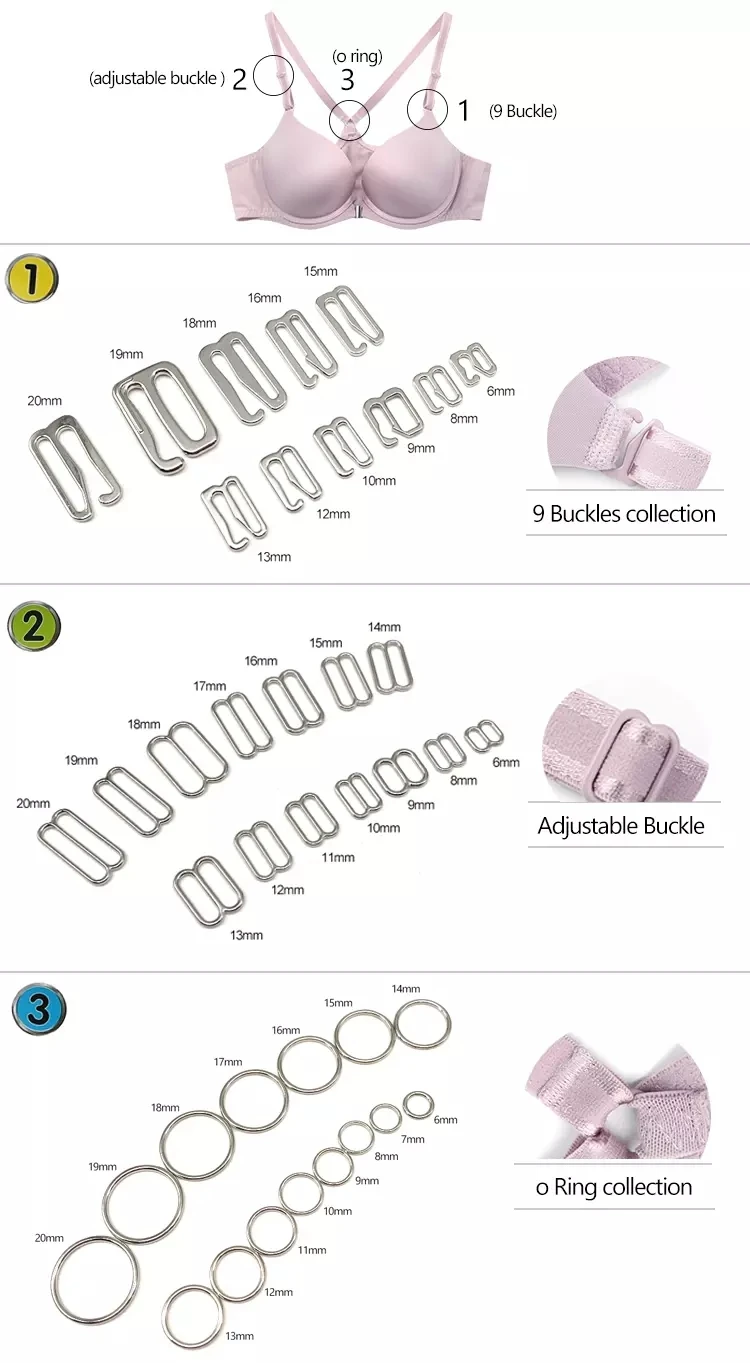Shiny Color Washable Bra Center Front U Shape Swimwear Buckle for Bikini