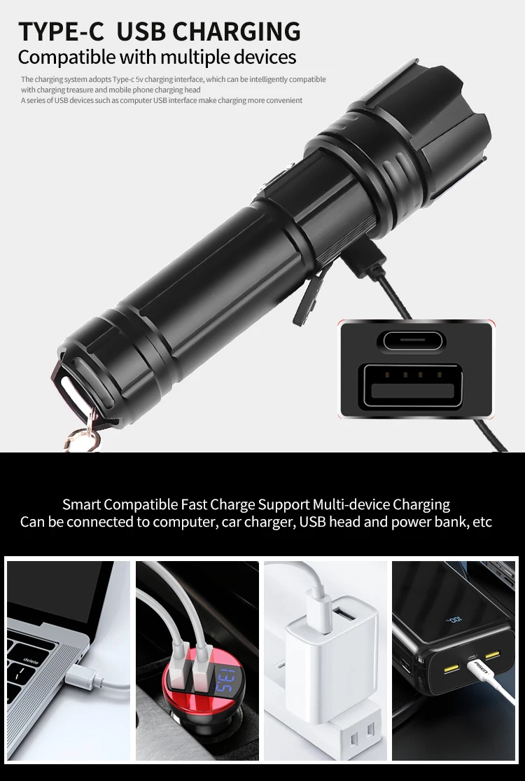 1500 Meters Long Throw LED Flashlight - Rechargeable & Durable