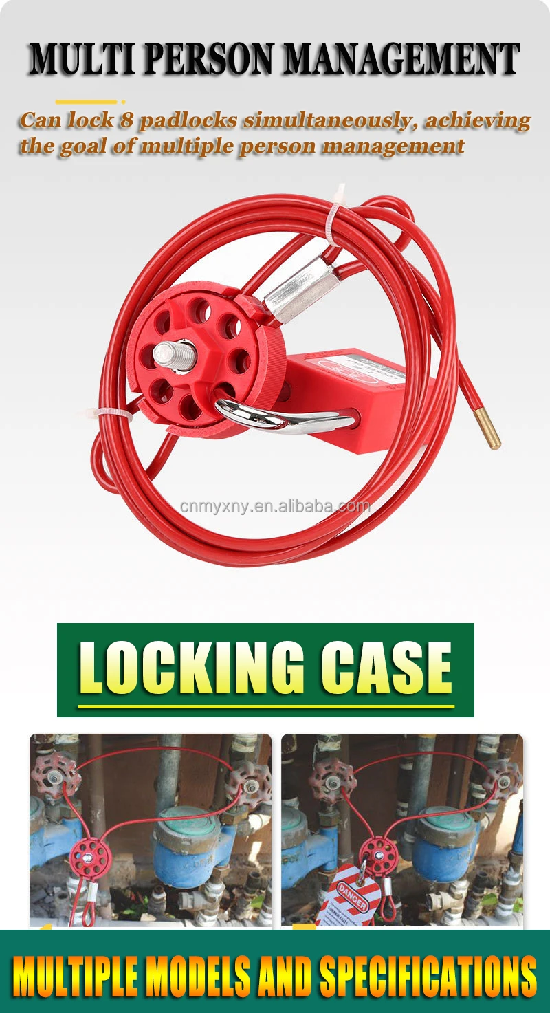 Wheeled Cable Lockout Industrial Adjustable Cable Lock Safety Cable ...
