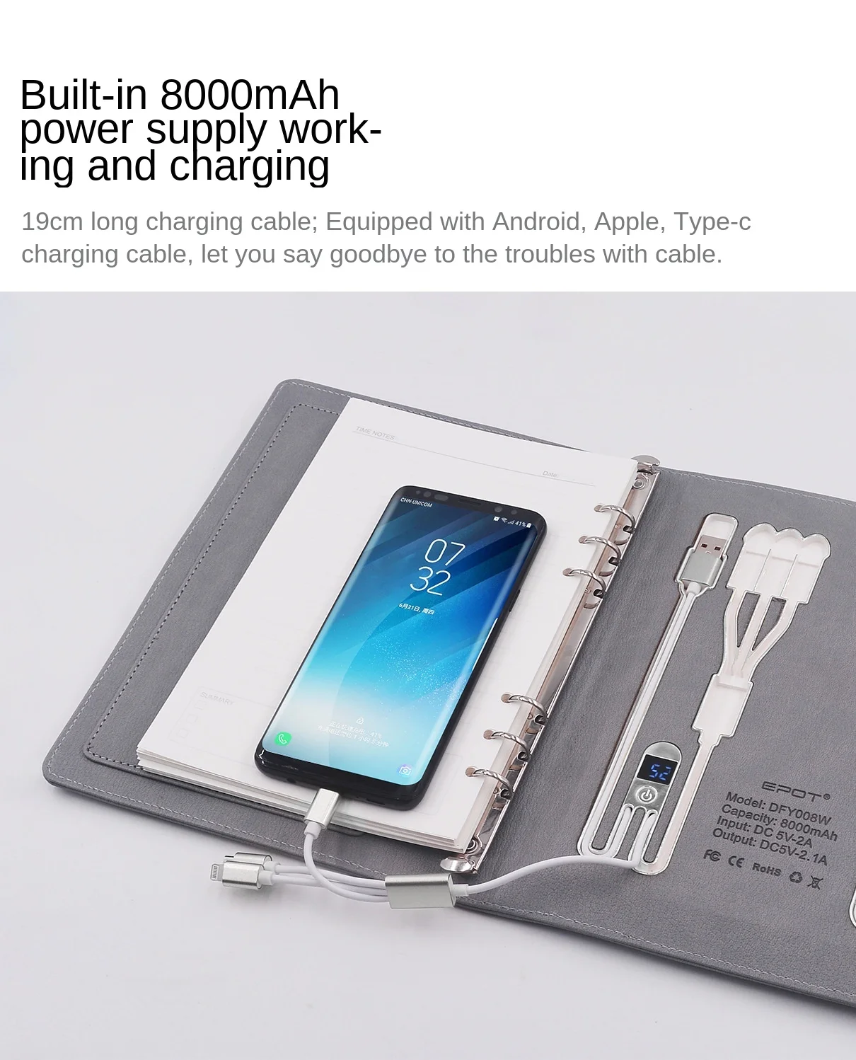 Rechargeable Book Lamp Power Bank Notebook Gift A5 Pu Leather Oem