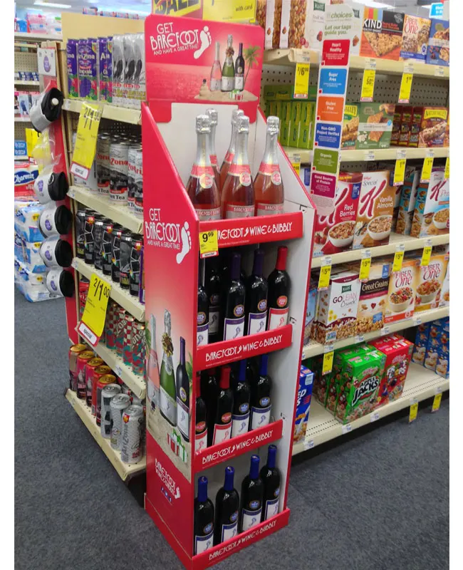 Customized Cardboard Floor Display Shelves for Drinks