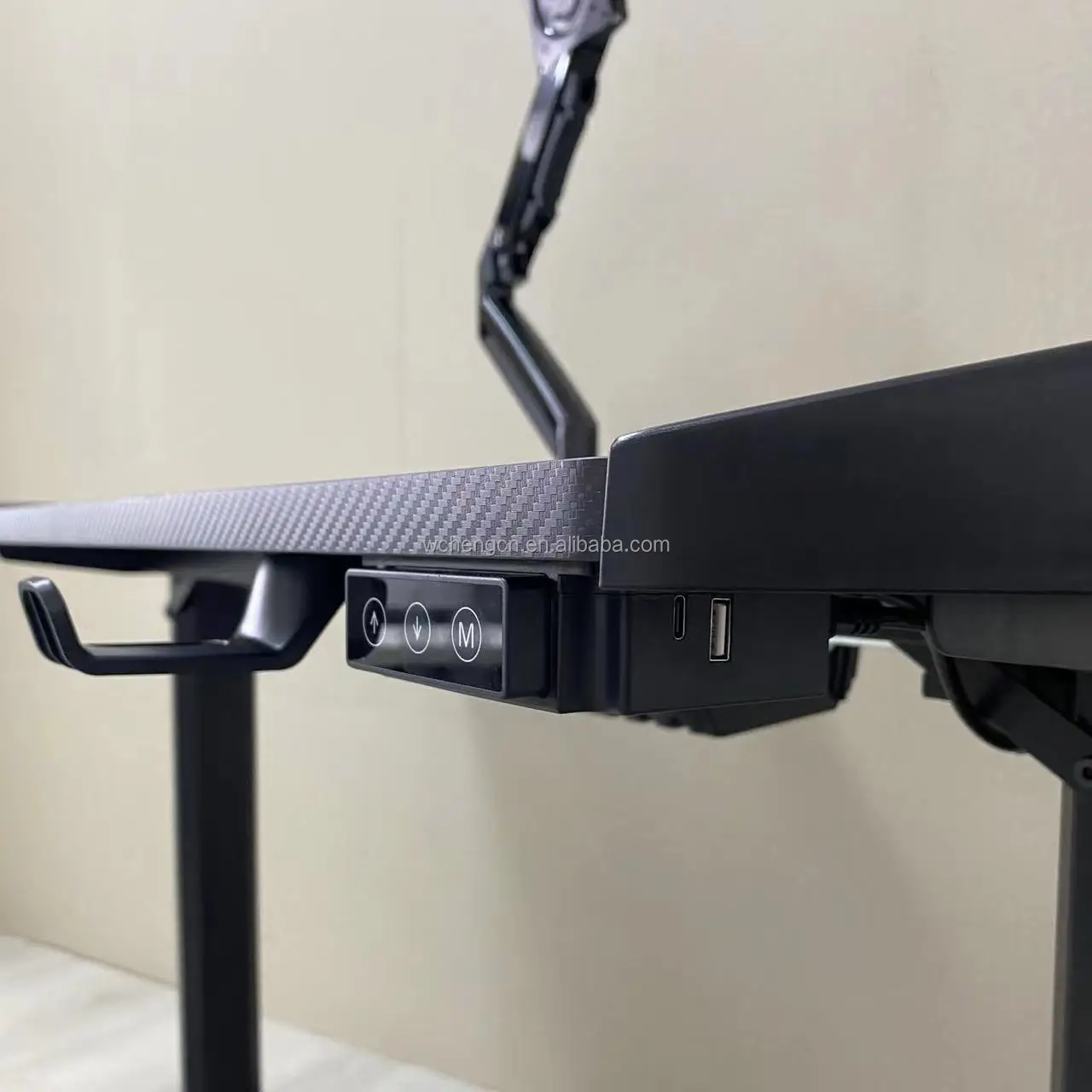 Modern Black Melamine Gaming Desk Standing Adjustable Desk With Table ...