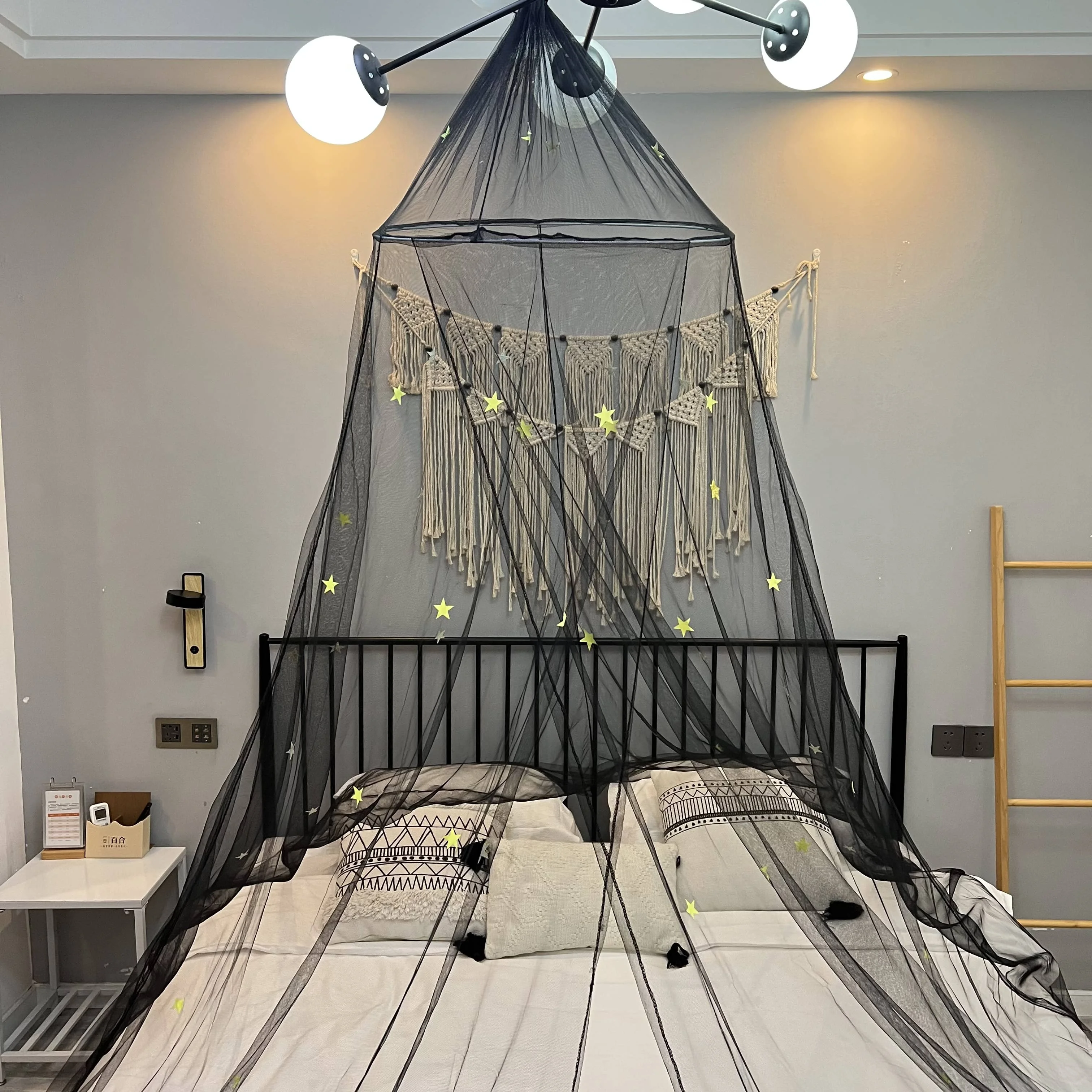 Fluorescent Star Decorated Conical Round Mosquito Net Stand For Double ...