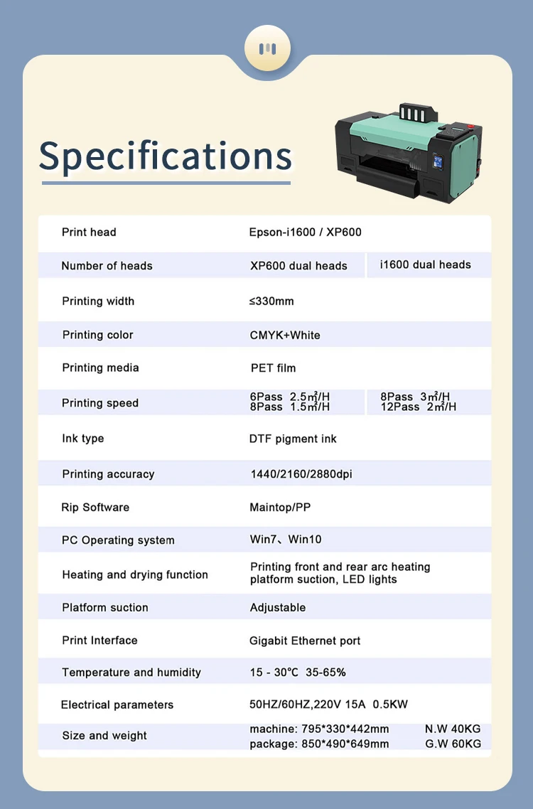A3 Dtf Printer L-402 30cm Linko Dual I1600 Print Heads L-1800 Upgrades Model Dtf Print Printing ...