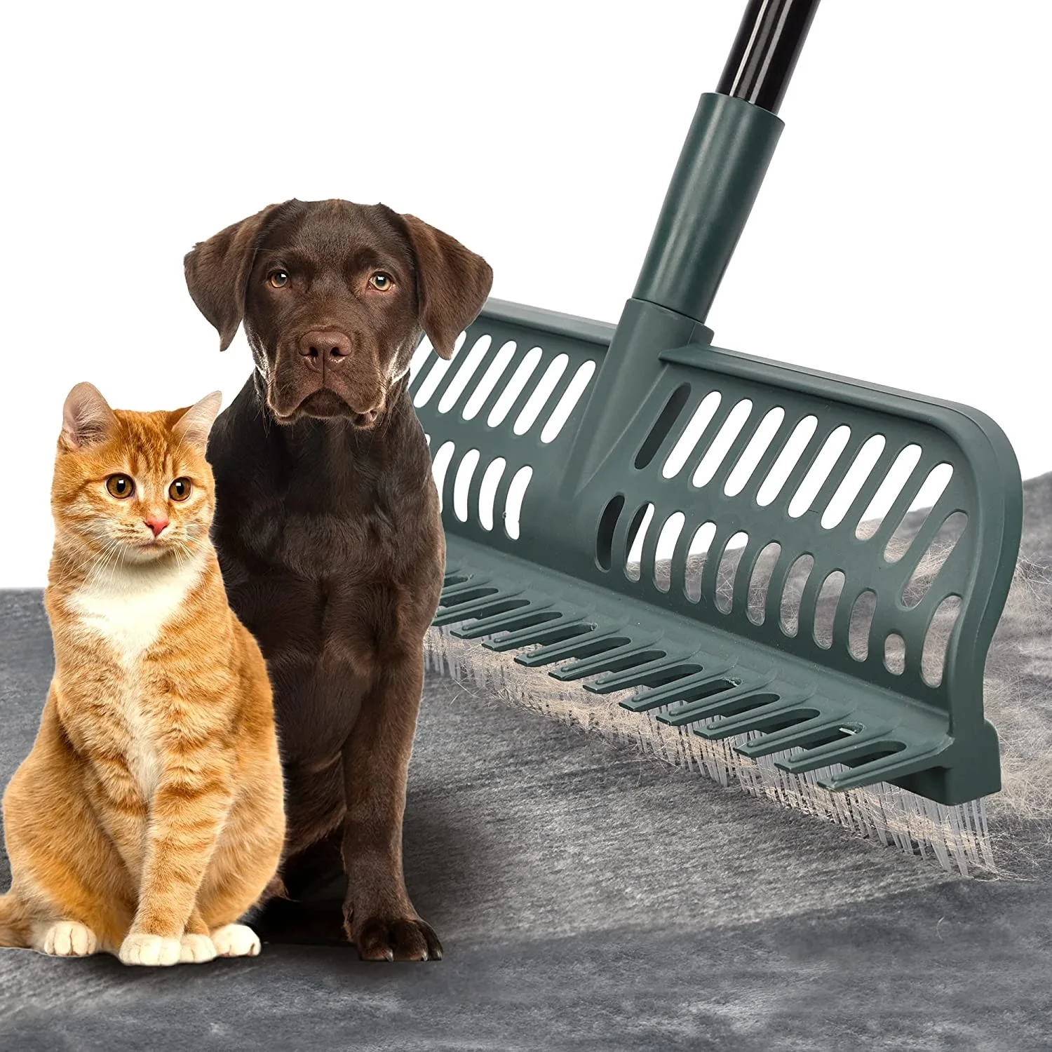 2 1 Adjustable Telescopic Steel Handle Garden Carpet Rake Turf Brush ...