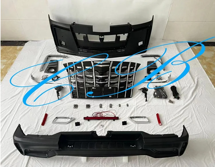 Hiace Parts Alphard Style Front Bumper Body Kit Bumper Grille DRL Fog ...