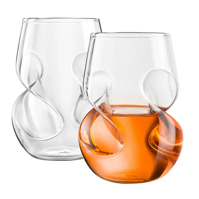 Glassware Stemless Wine Glasses With Finger Indentations,Naturally ...