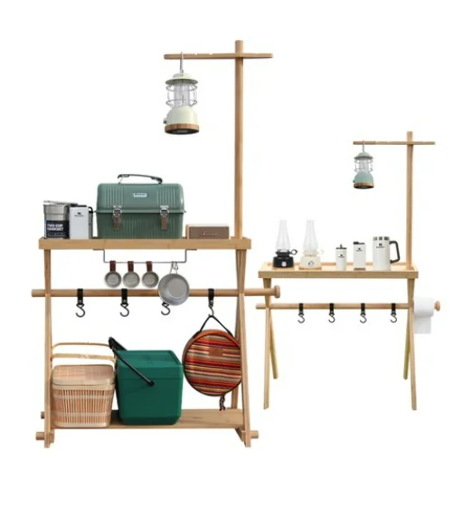 Multifunction Hanging Organizer Solid Wood Outdoor Camping Hanger ...