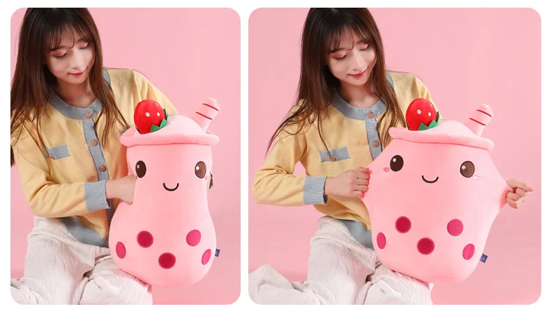 Cute Soft Bubble Boba Milk Tea Cup Shaped Pillow Plush Stuffed Pearl ...