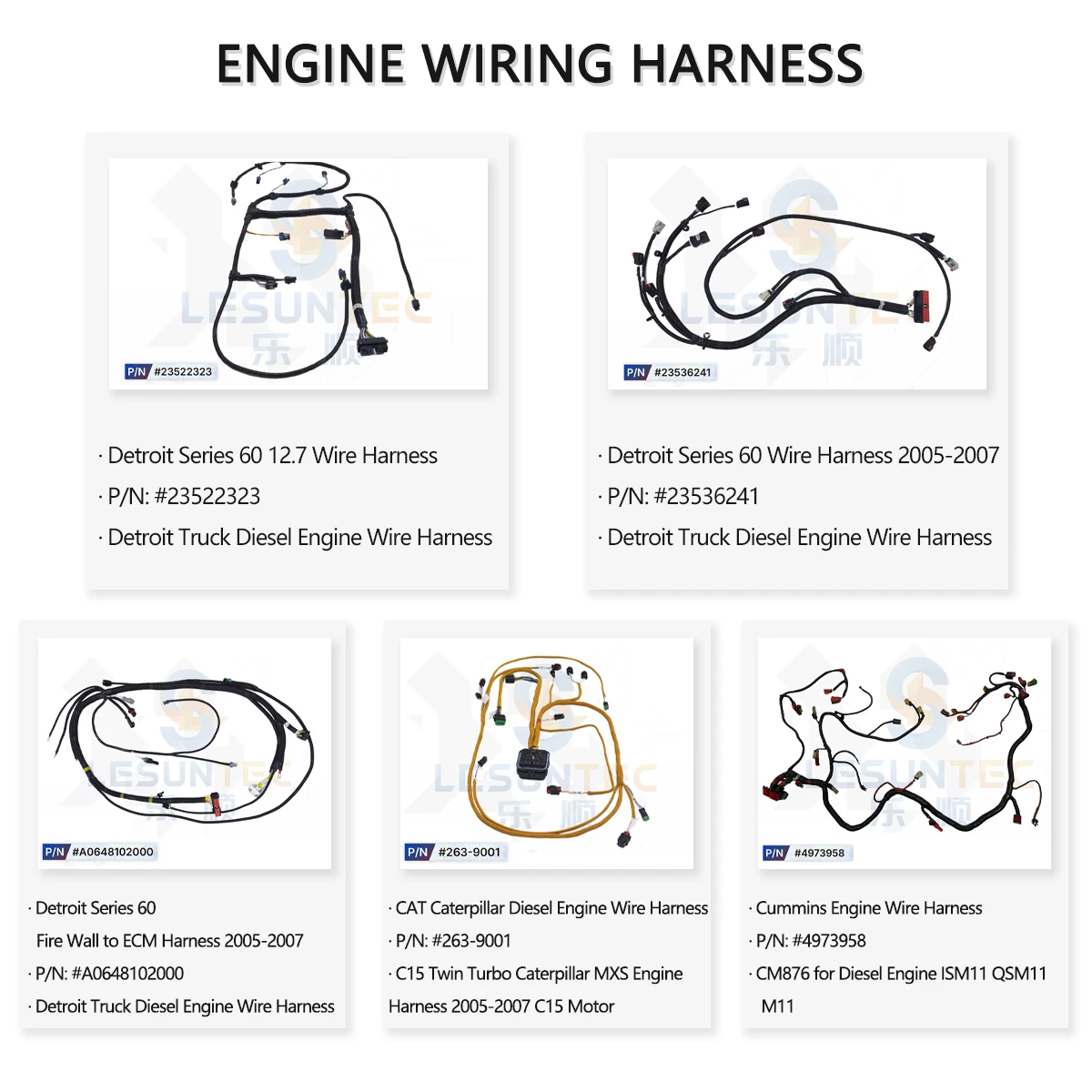 Custom Cable Assembly Truck Parts Diesel Engine Electronic Wiring ...