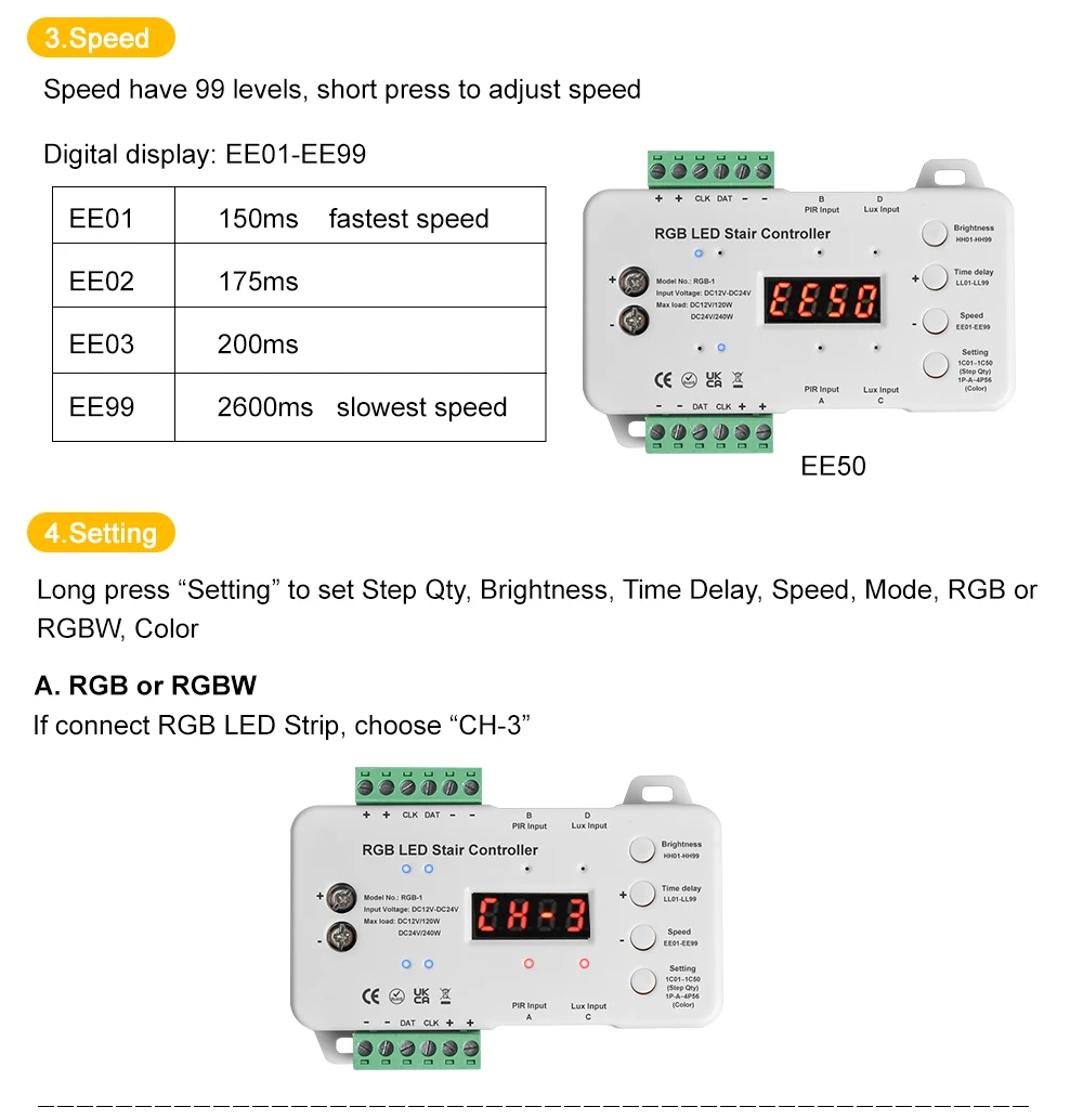 Automatic LED RGB Strip Stair Light Controller 10A With Daylight Sensor ...