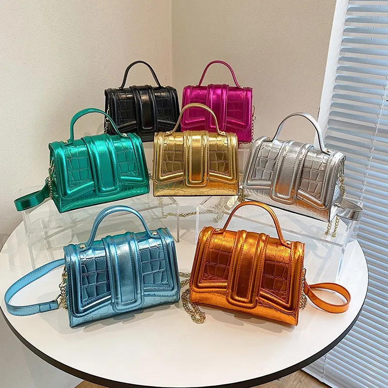 Metallic Shiny 2023 Luxury Ladies Pu Leather Handbag Fashion Trendy ...