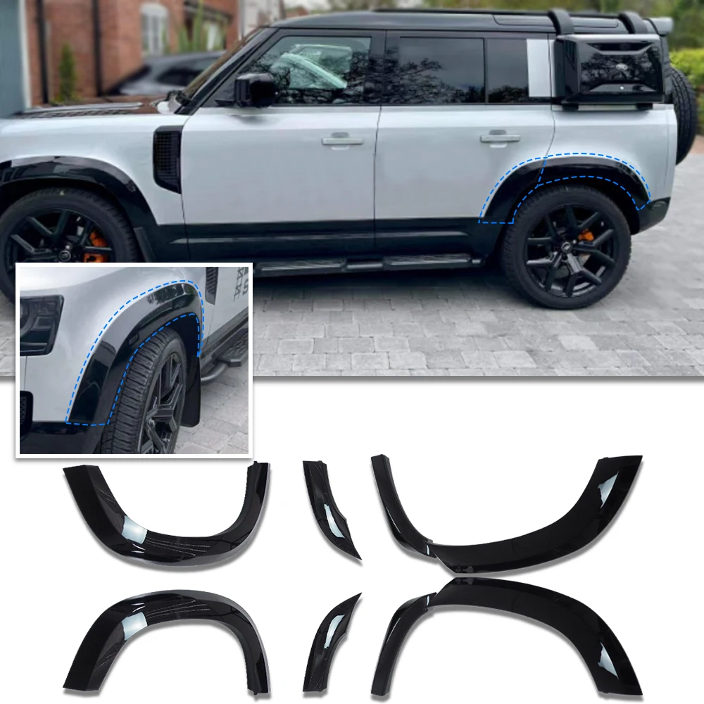 ABS Car Accessories 6 Pcs Eyebrow glossy Black Arch Protector Widen ...