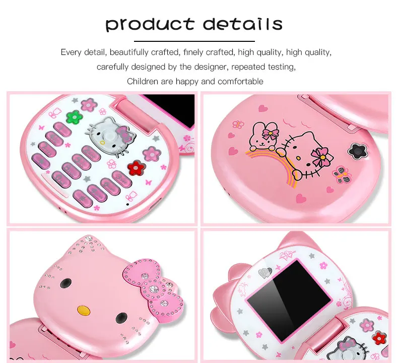 Cute Mini Girl Mobile Phone Quad Band Flip Cartoon Unlocked Kids ...
