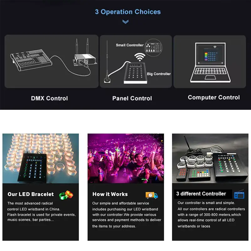 Concert Programmable Dmx Control Rfid Wristband Led Flashing Bracelet ...