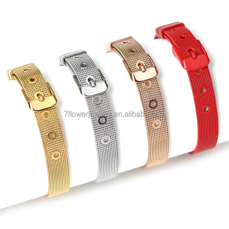Slide Bracelet 8mm 10mm Stainless Steel Mesh Adjustable Wristband ...