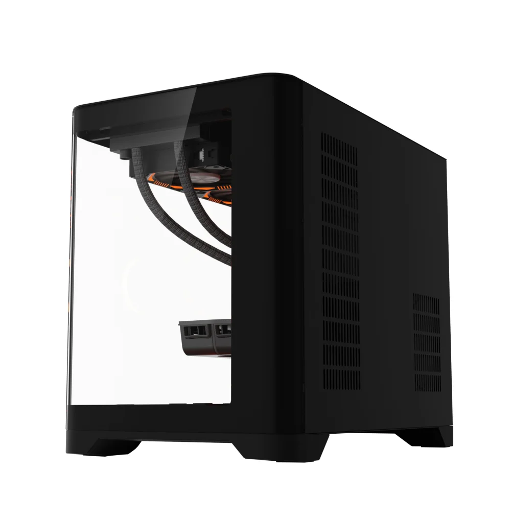 RGB Aluminum PC Gaming Case with Window, Mid Tower, Supports M-ATX/ITX