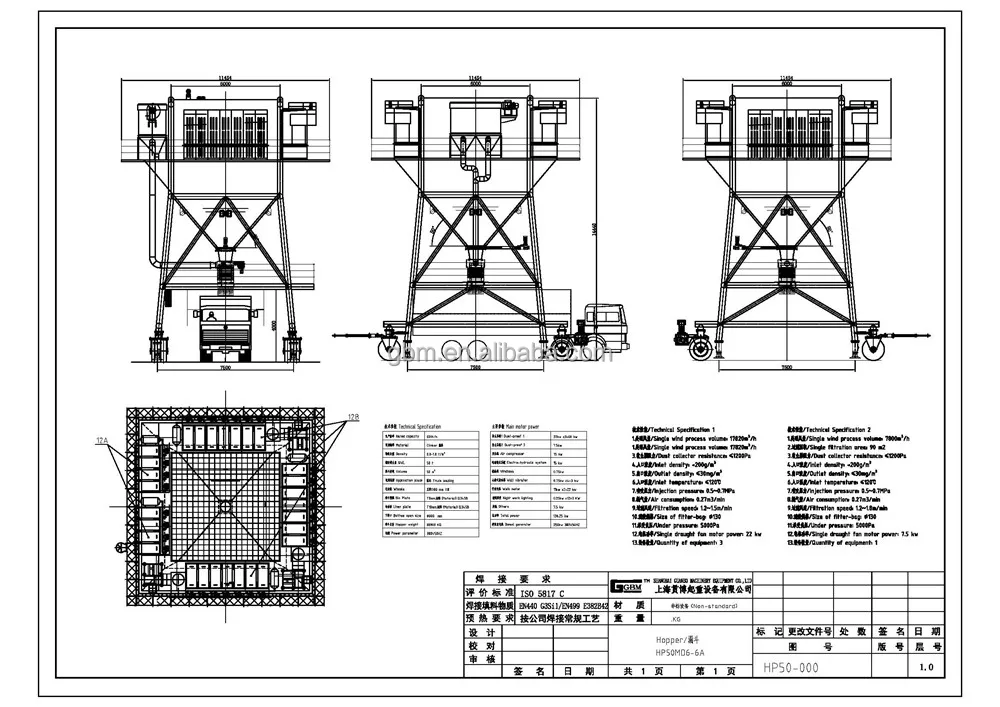 Industry Port Mobile Double Truck Loading Dumping Hopper With Dust ...