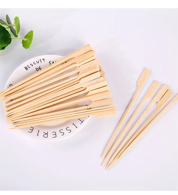 Custom Logo Gun Shaped Flat Bamboo Skewers Hamburger Pick Flat Bamboo ...
