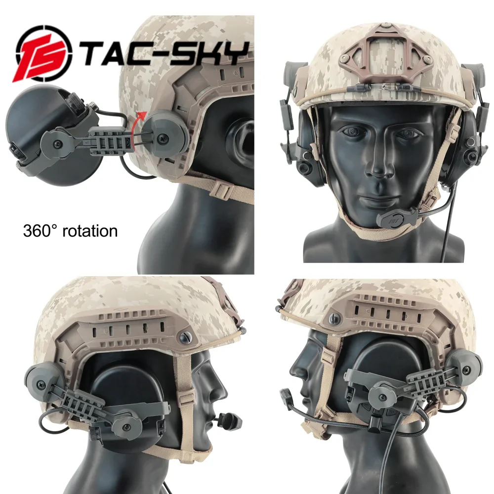 Ts Tac-sky Tactical Helmet Arc Rail Adapter Headset Accesssories Sordin ...