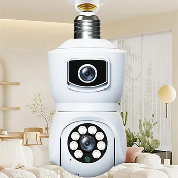 Wifi 6mp E27 Bulb Camera Dual Lens Surveillance Ai Human Tracking Two ...