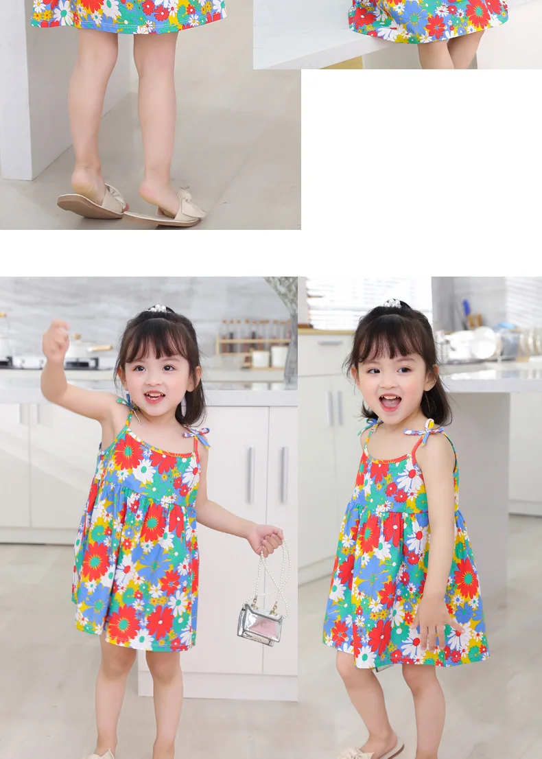 Spaghetti Strap Floral Cute Kids Dresses 4 Year Old Girl Dress 2023 New ...