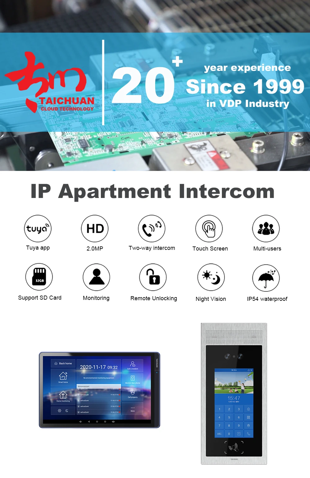 Apartment Intercom Ip Video Intercom High Resolution Dual Camera Wifi ...