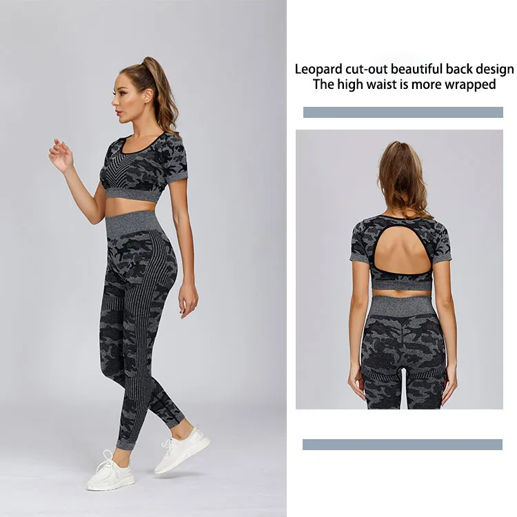 Custom Seamless Leopard Print Gym Fitness Suit Hip Lift Yoga Clothing ...