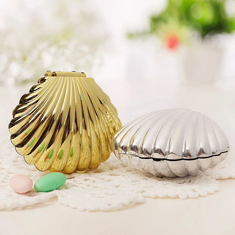 Portable Plastic Jewellery Box Clam Shell Shape Jewelry Organizer Boxes ...