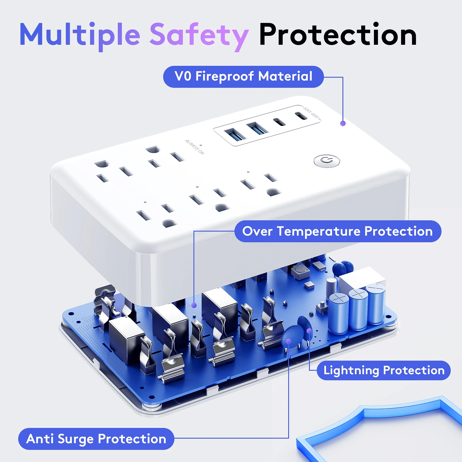 OIT US Surge Protector Power Strip Tuya App Remote Control Power Socket ...