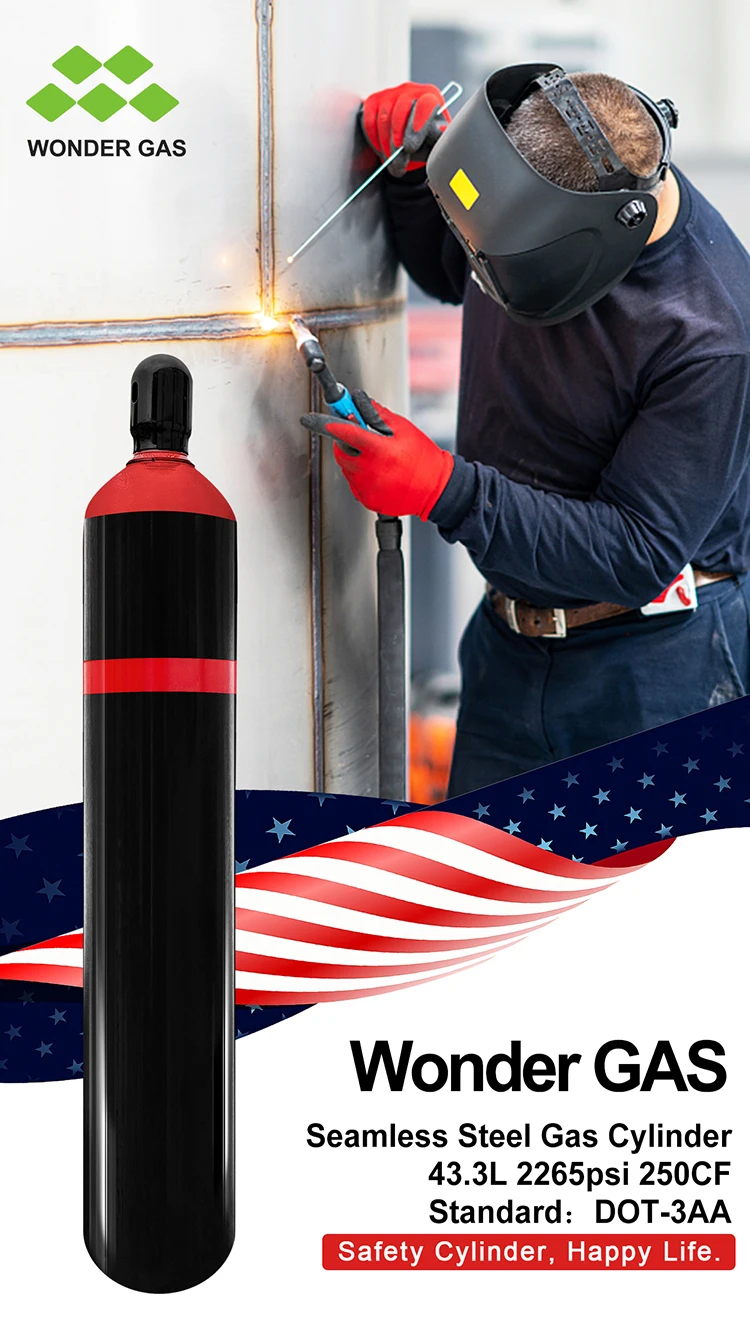 2265psi Industrial Gas Cylinder For Welding Dot-3aa Standard 250cf 43 ...