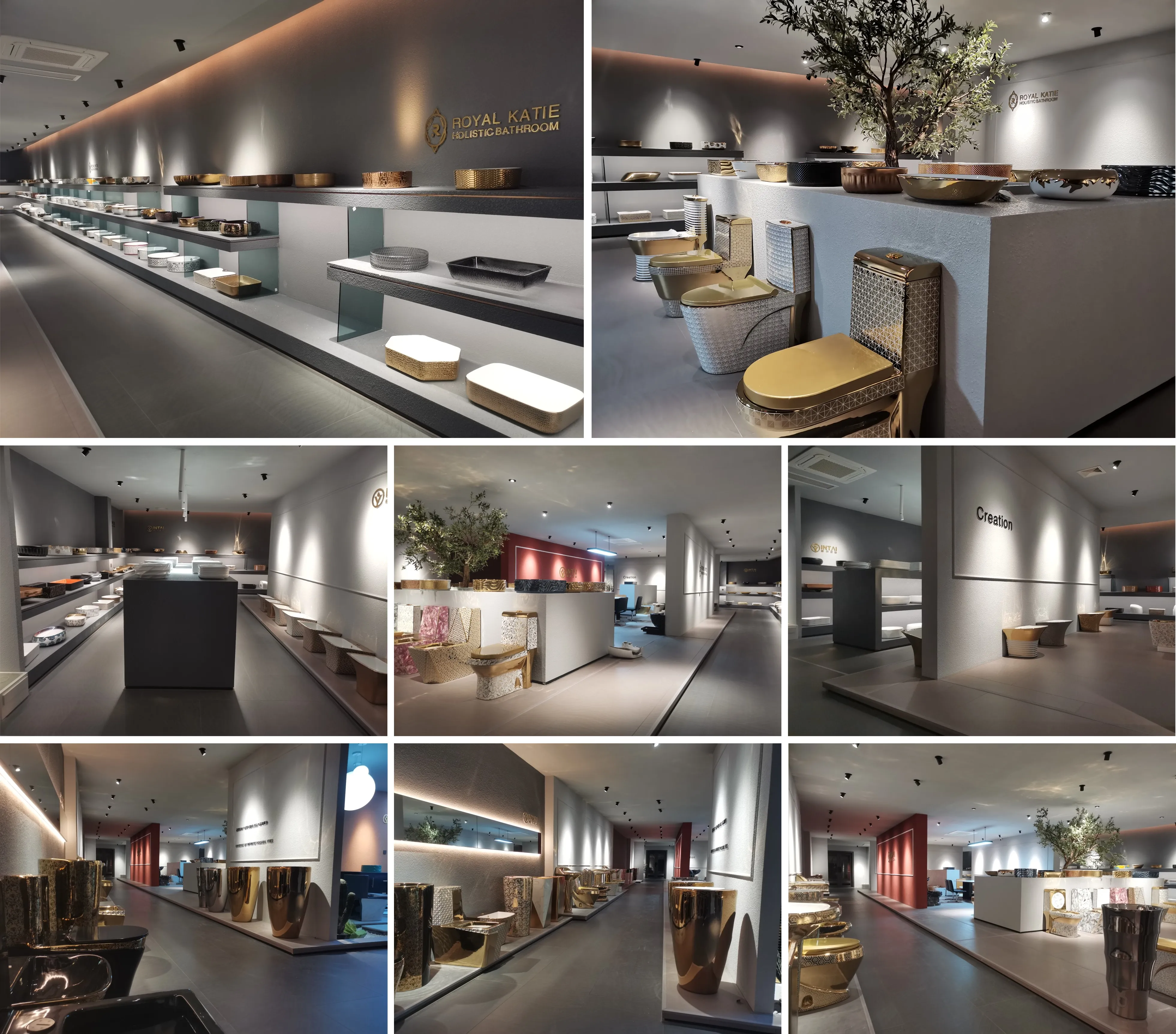 Royalkatie Gold Flower Design Wash Basins - Luxury Ceramic