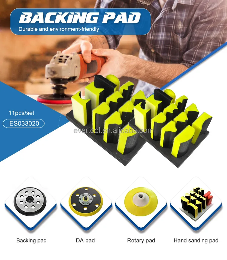 EVERTOOL 11pcs Set Abrasive Sander Blocks PU Polishing Pad